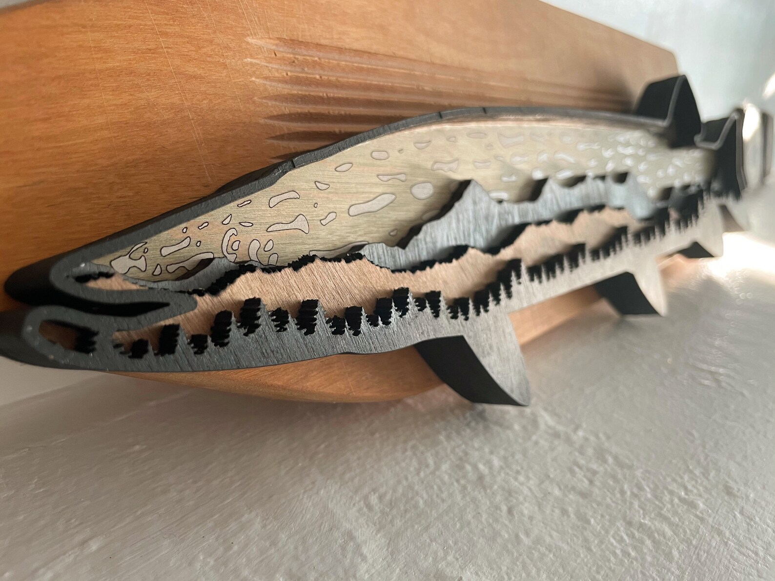 Northern Pike wood design. Outdoor enthusiasts home decor. Fly | Etsy