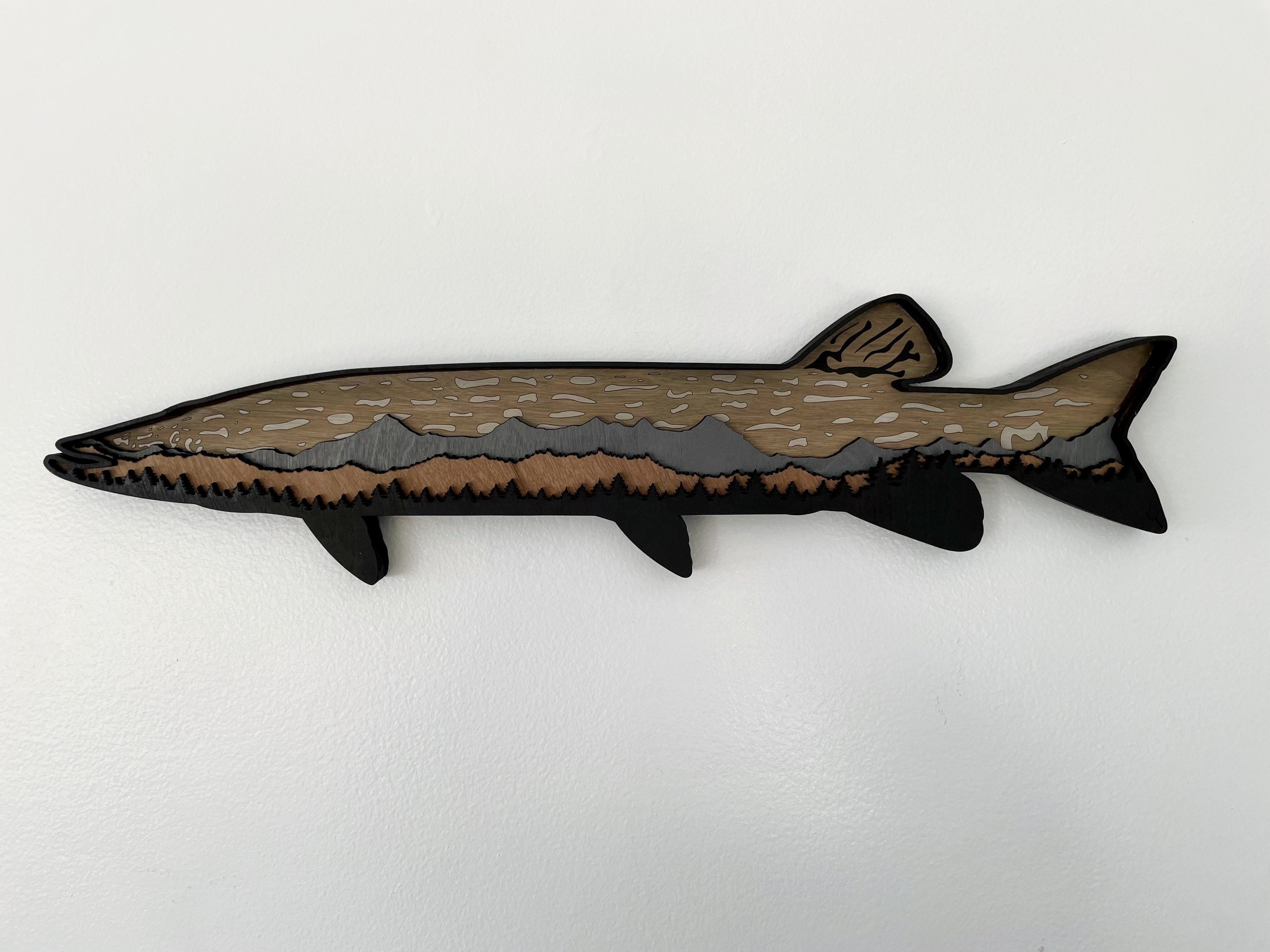 Northern Pike wood design. Outdoor enthusiasts home decor. Fly | Etsy