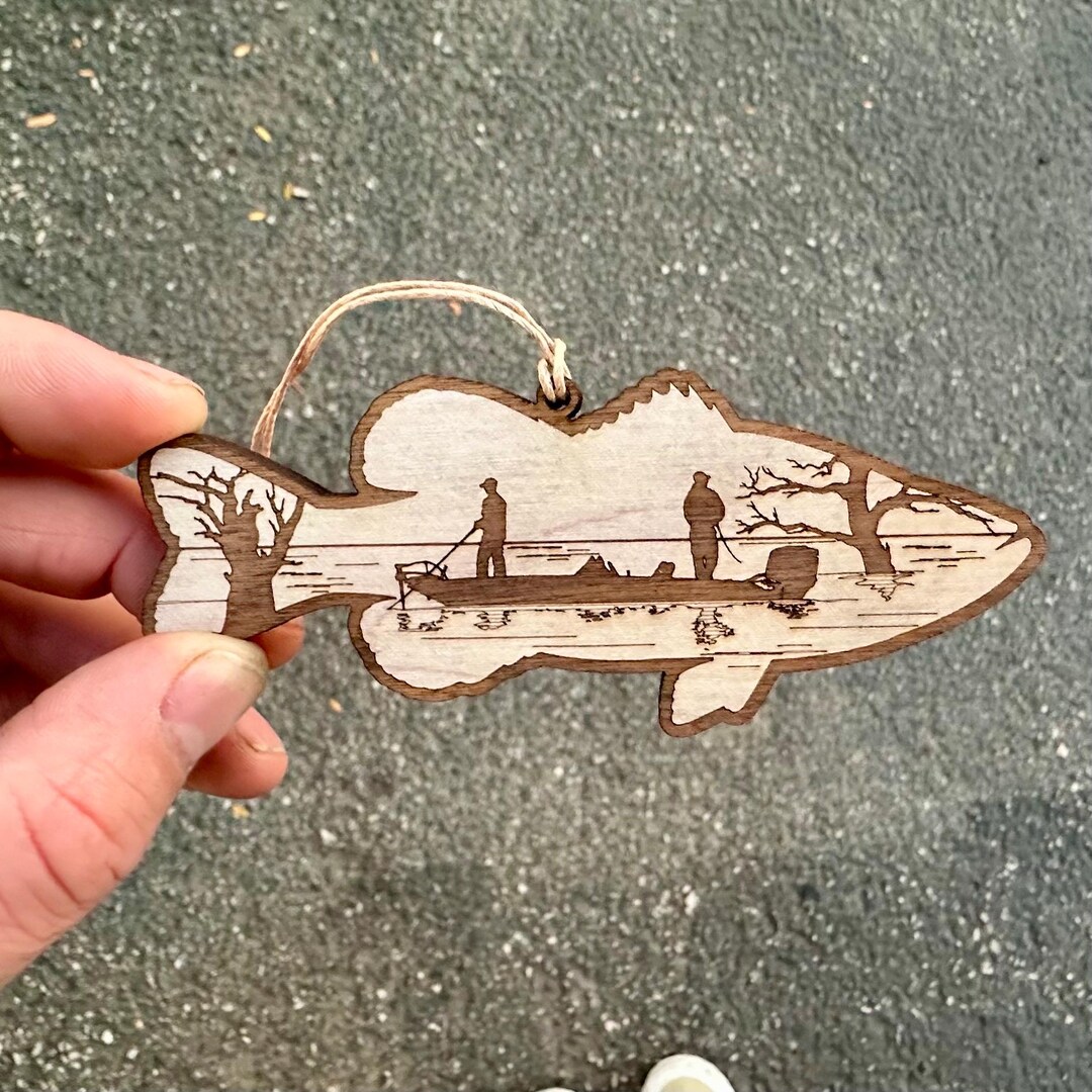 Laser-engraved Fishing Ornament Gift Box: Angler Christmas Tree ...