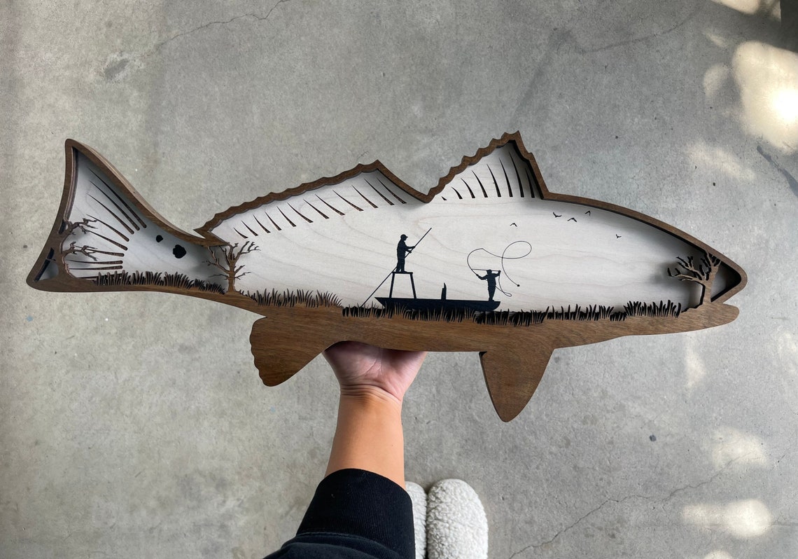 Wood Red Fish Wall Decor - Etsy