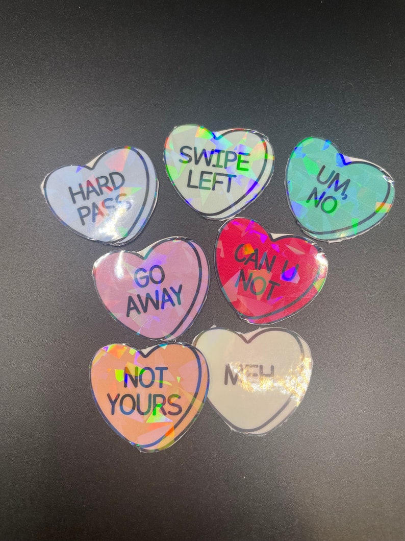 Candy Heart Rejection Sticker Pack Confetti Sticker Pack - Etsy
