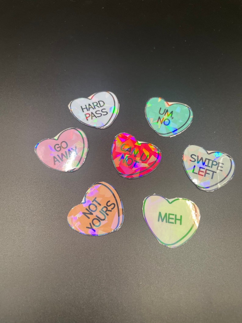 Candy Heart Rejection Sticker Pack Confetti Sticker Pack - Etsy