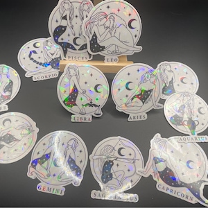 Zodiac Girl Sticker Pack: Celestial Astrology Stickers - Etsy
