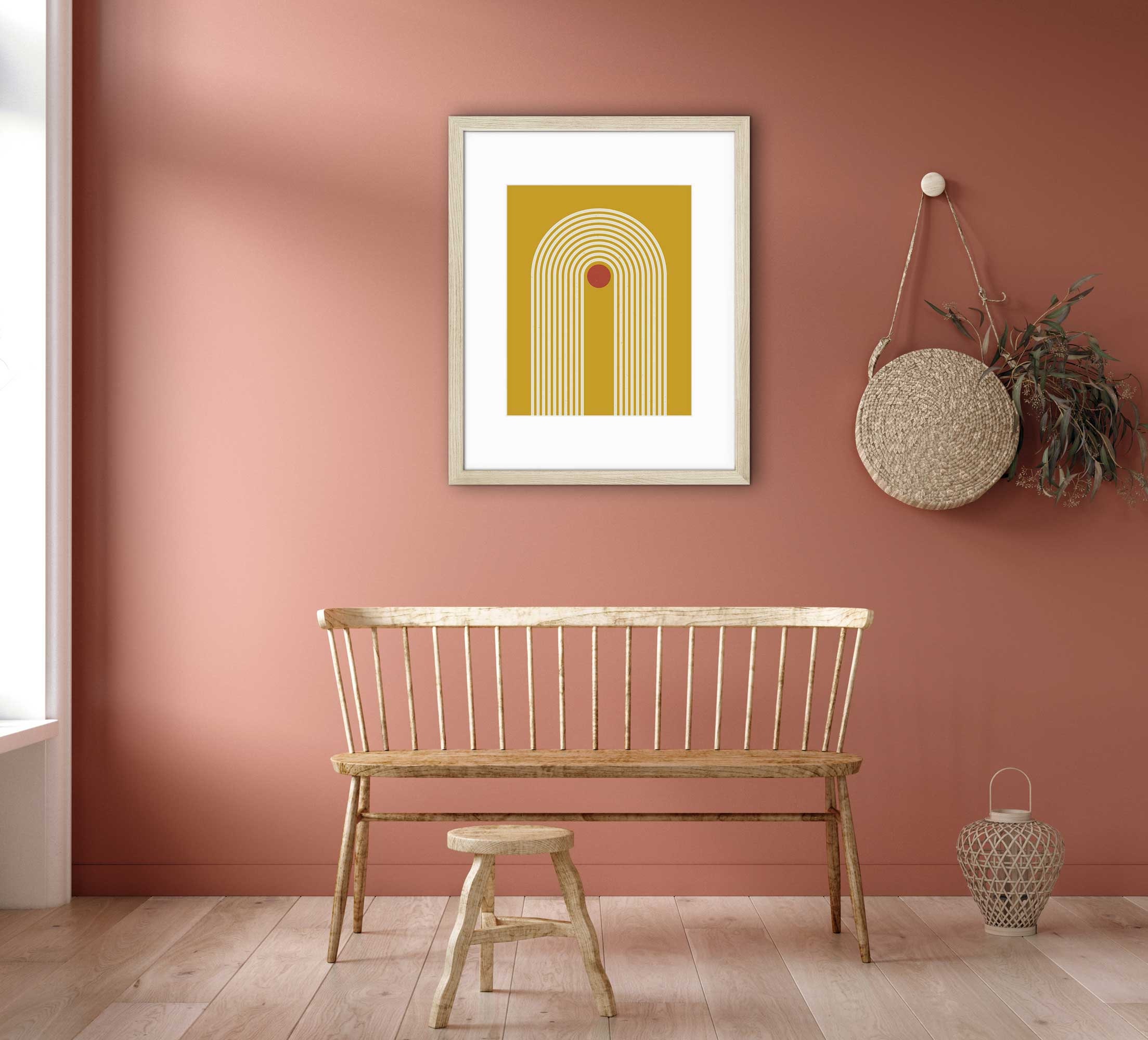Mustard Yellow / Red Art Deco Print, Home Decor, Office Art, Dorm ...
