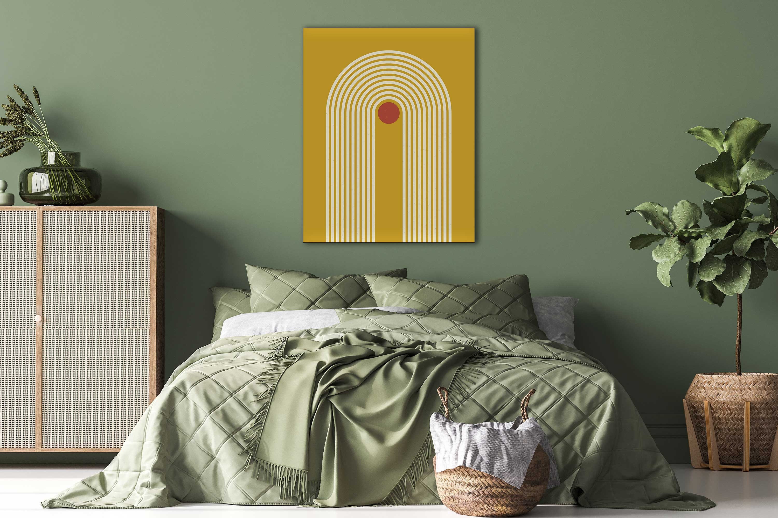 Mustard Yellow / Red Art Deco Print, Home Decor, Office Art, Dorm ...