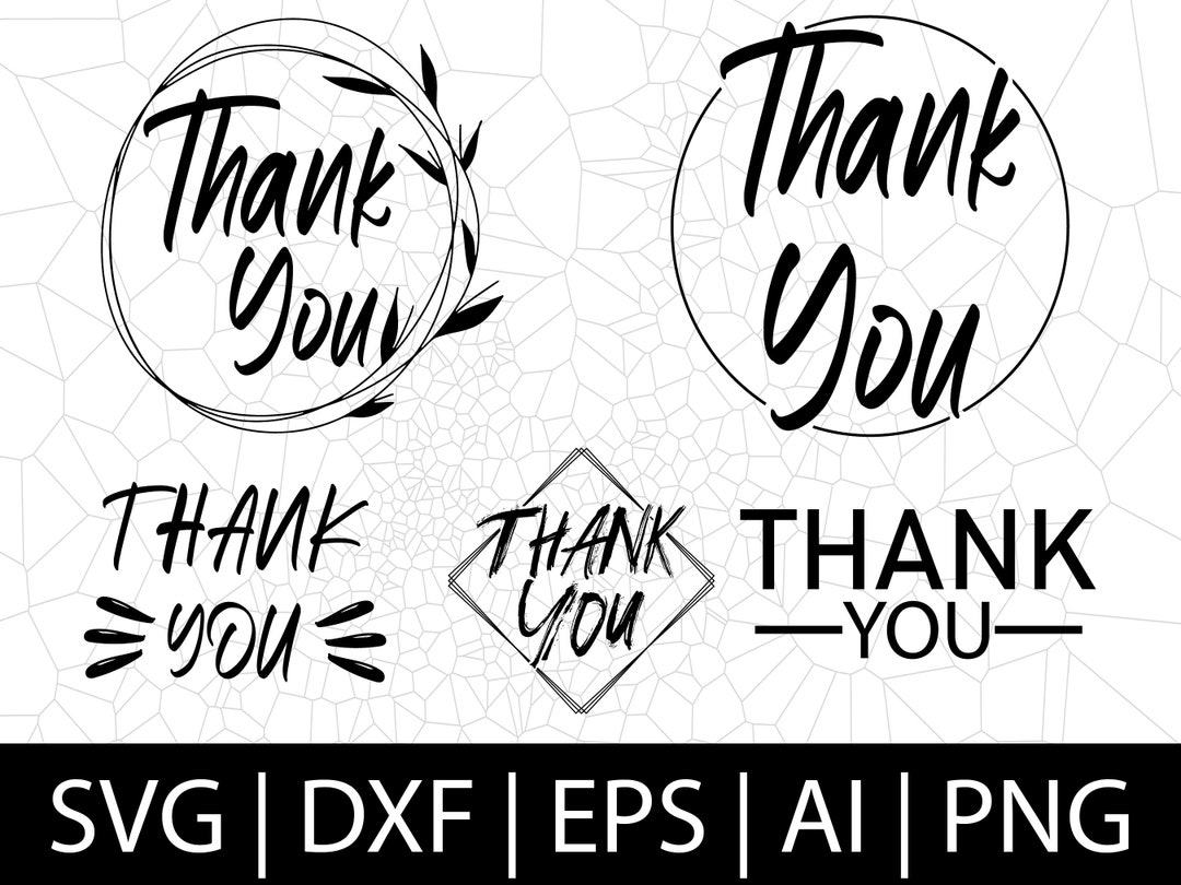 5 Thank You Svg Bundle, Thank You Cards, Thank You Stickers, Thank You ...