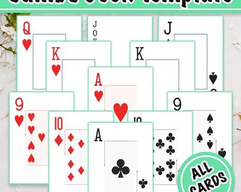 Editable Jumbo Playing Card Deck Template Full 52 Cards, PDF Format ...
