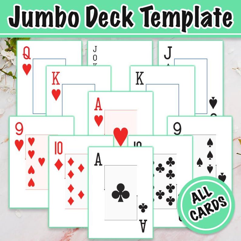 Editable Jumbo Playing Card Deck Template Full 52 Cards, PDF Format ...