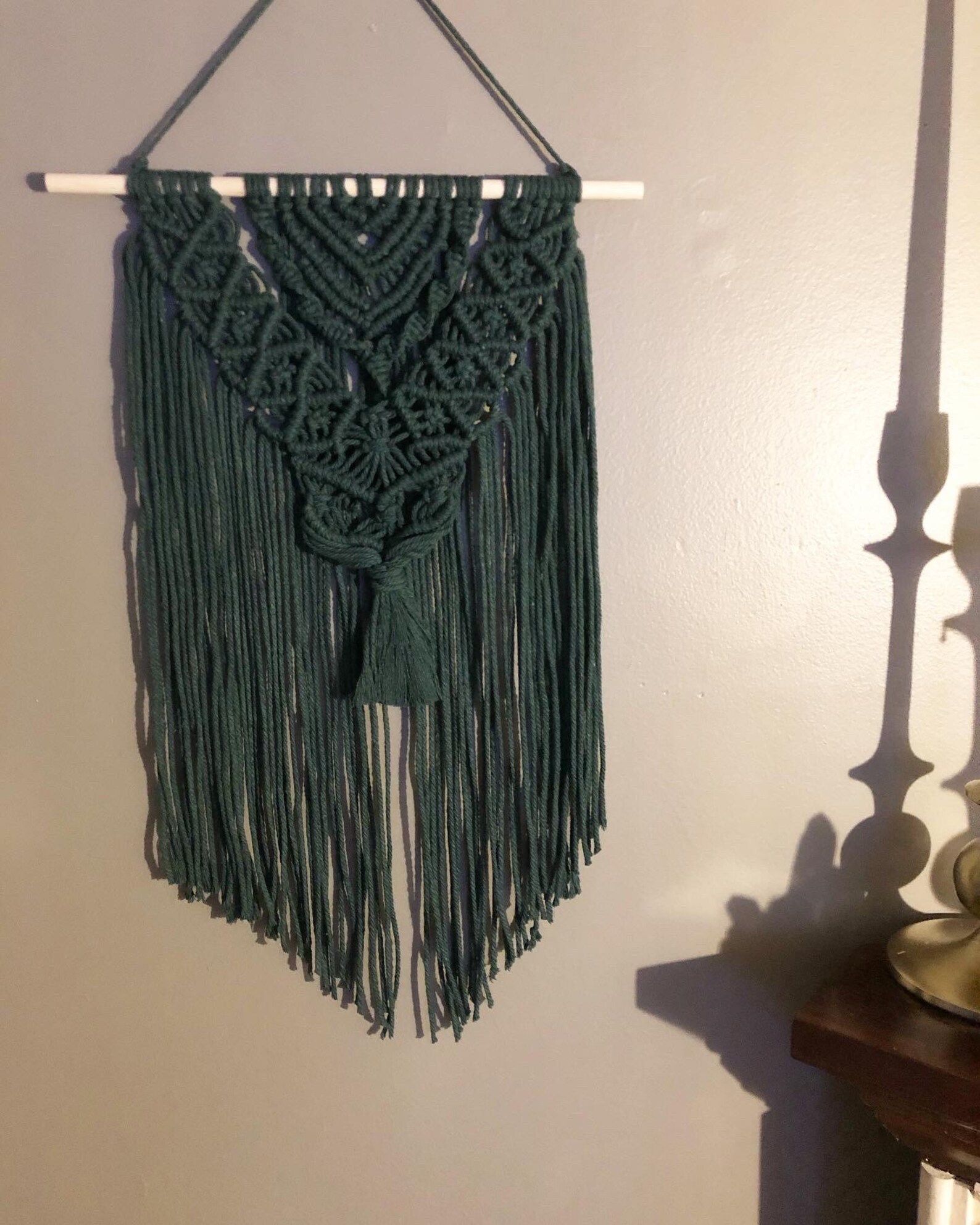 Dark Green Macrame Wall Decor - Etsy