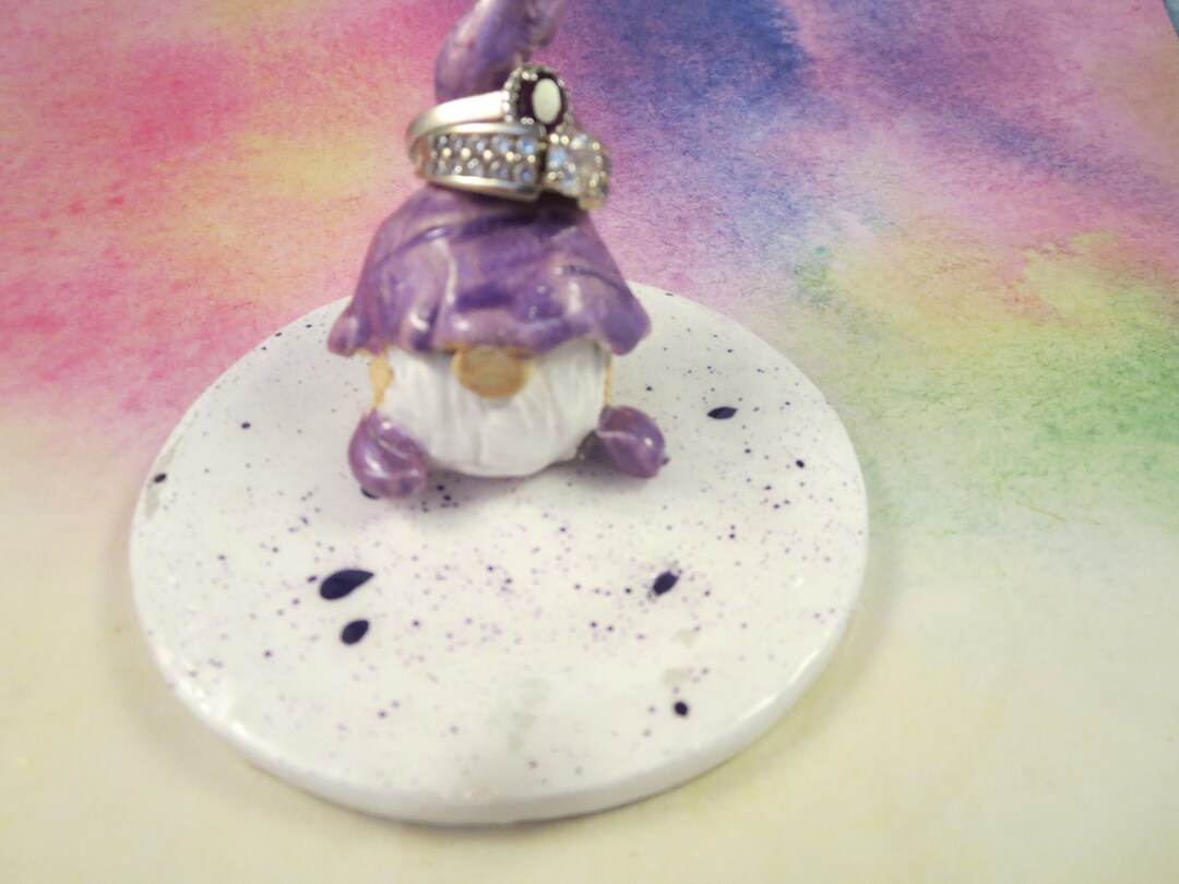 Gnome Ring Holder Clay Hand Sculpted Hand Painted One of A Kind Resin ...