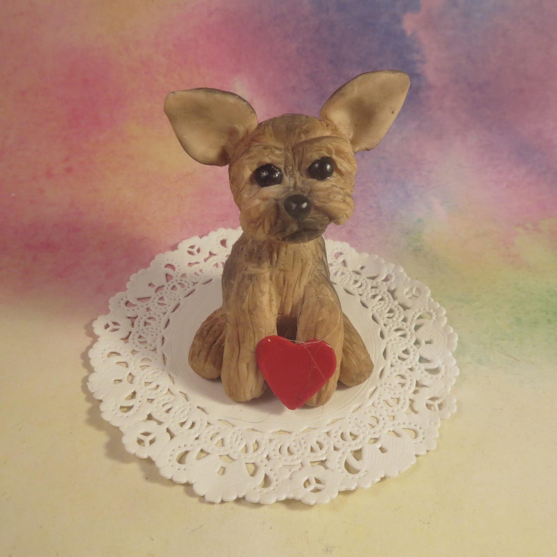 Hand Sculpted Yorkshire Terrier Dog Yorkie Handmade Clay Collectible ...