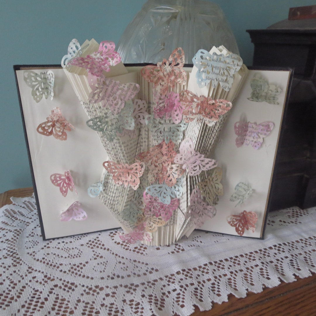 Book Art Folding Colorful Butterflies Recycled Book Art OOAK Art ...
