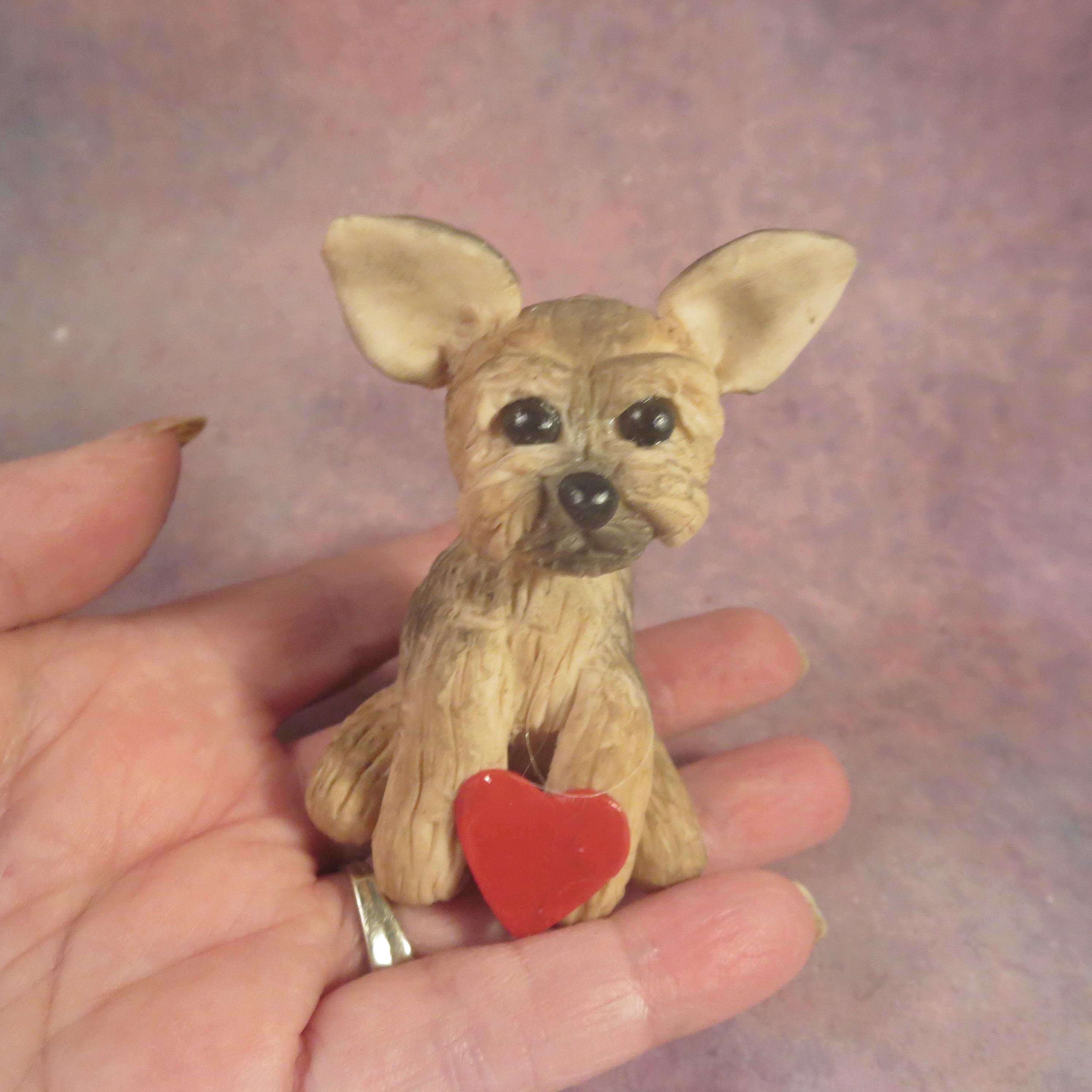 Hand Sculpted Yorkshire Terrier Dog Yorkie Handmade Clay Collectible ...