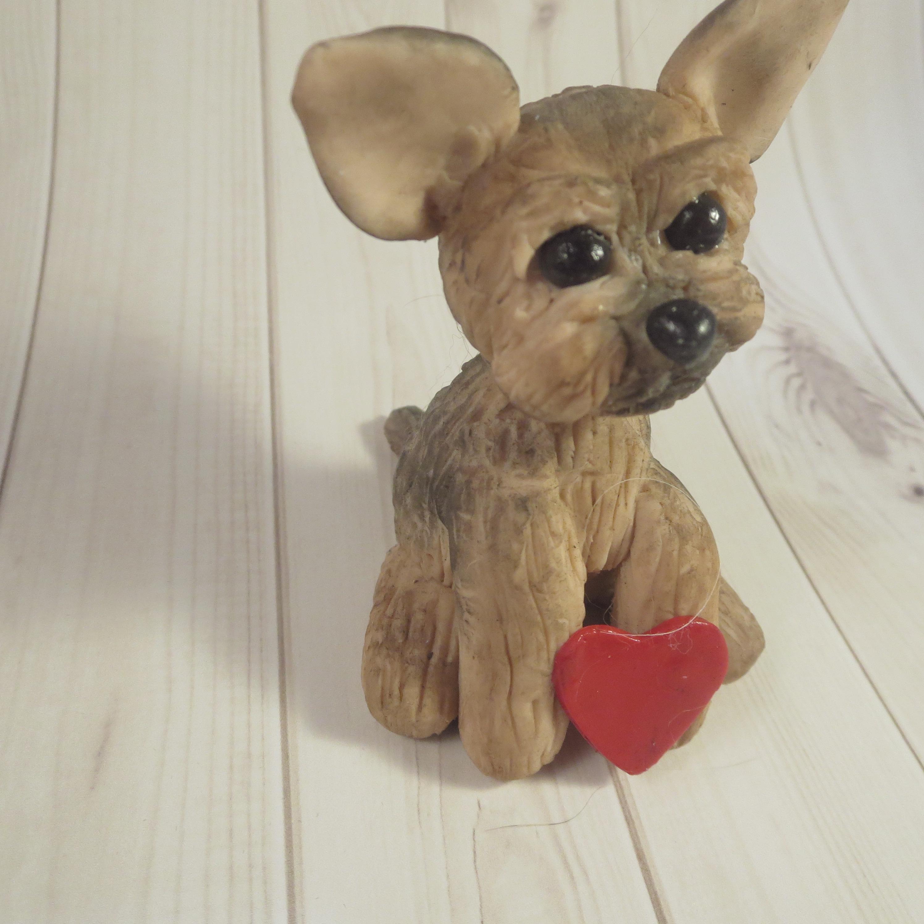 Hand Sculpted Yorkshire Terrier Dog Yorkie Handmade Clay Collectible ...
