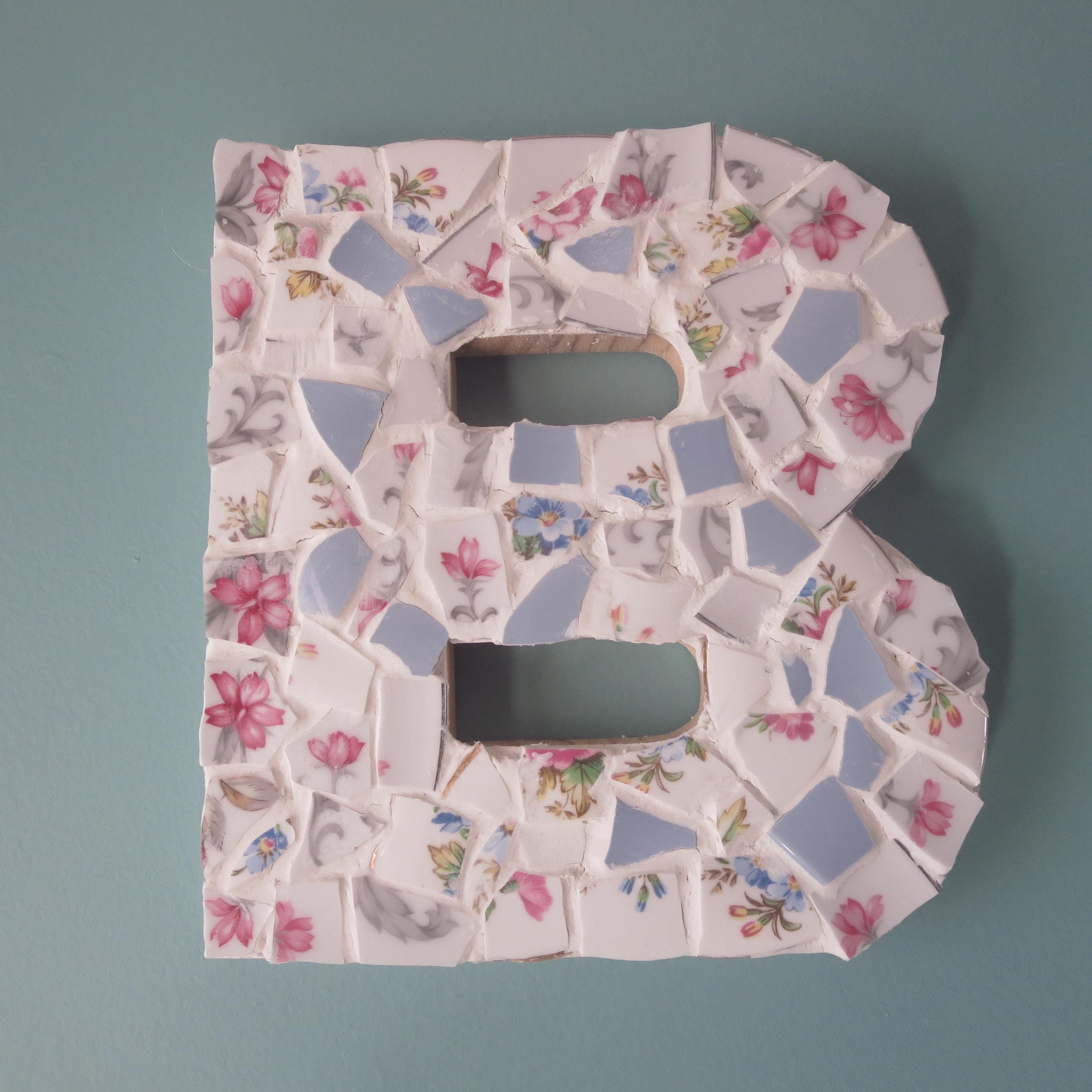 Mosaic Art Piece Letter B Gift Giving Valentine Birthday Fine China ...