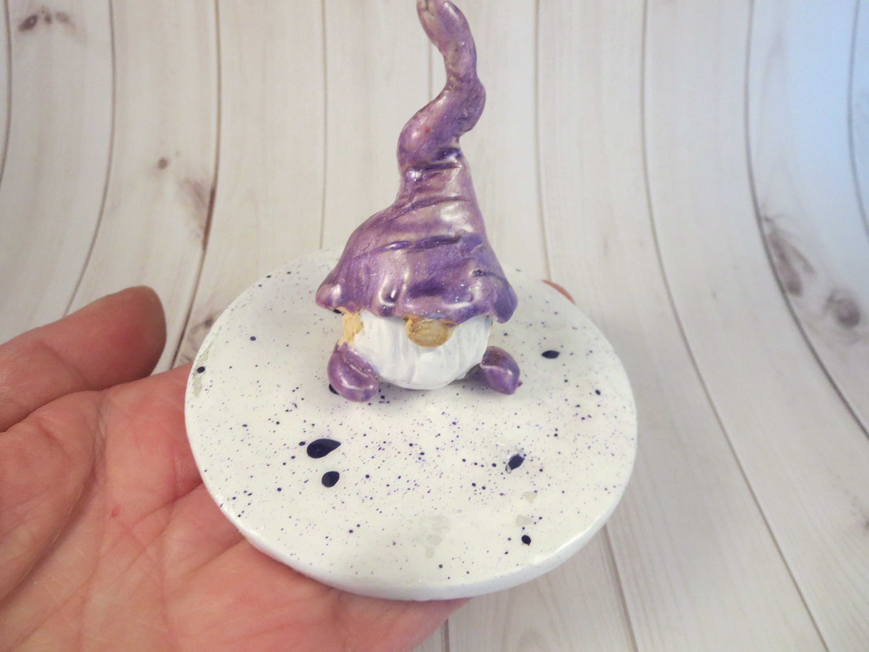 Gnome Ring Holder Clay Hand Sculpted Hand Painted One of A Kind Resin ...