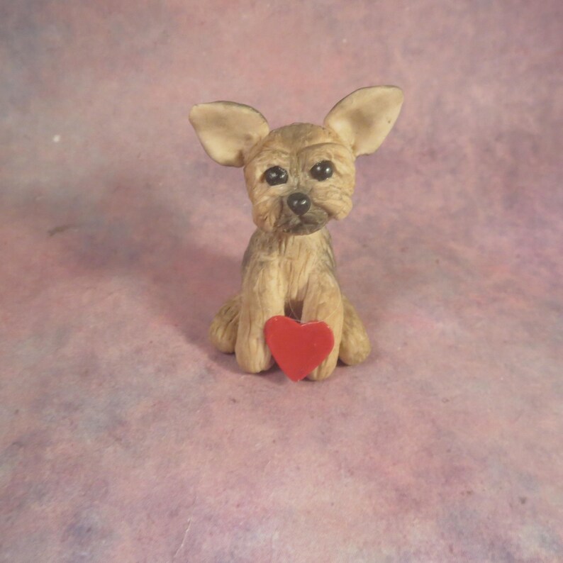 Hand Sculpted Yorkshire Terrier Dog Yorkie Handmade Clay Collectible ...