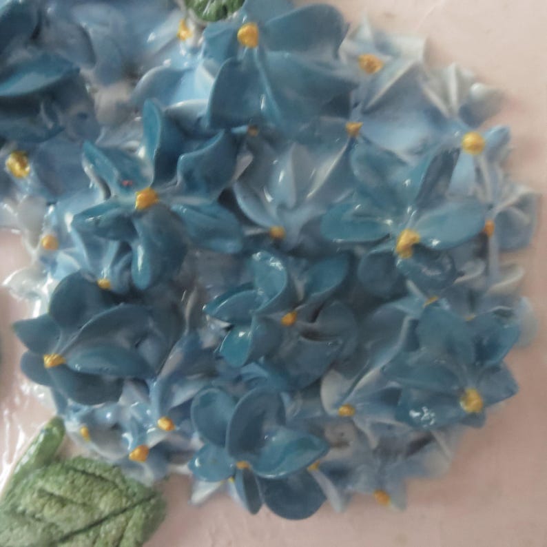 Blue Hydrangeas 3D Art Piece OOAK Plaster Molded Art Acrylic Paints ...