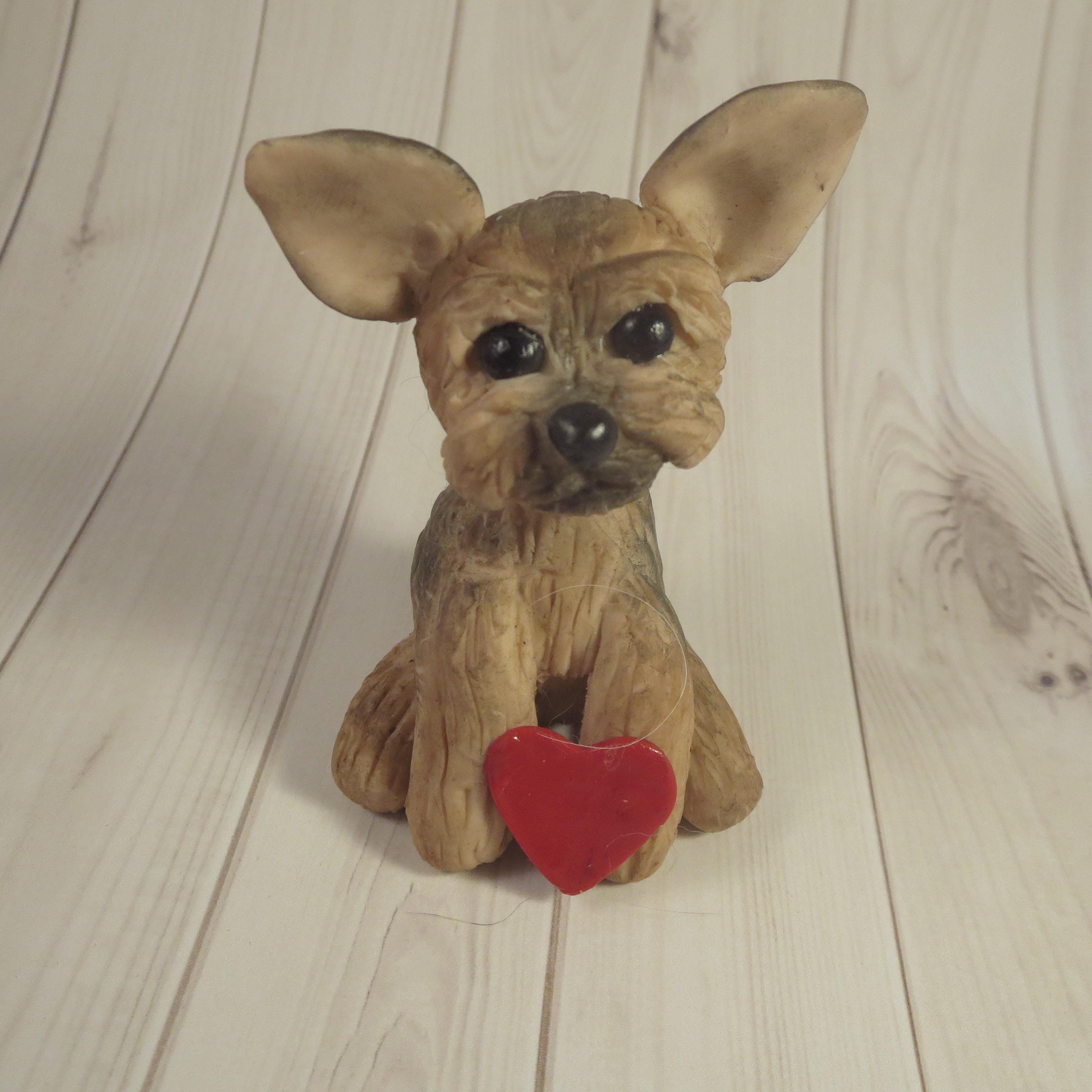Hand Sculpted Yorkshire Terrier Dog Yorkie Handmade Clay Collectible ...