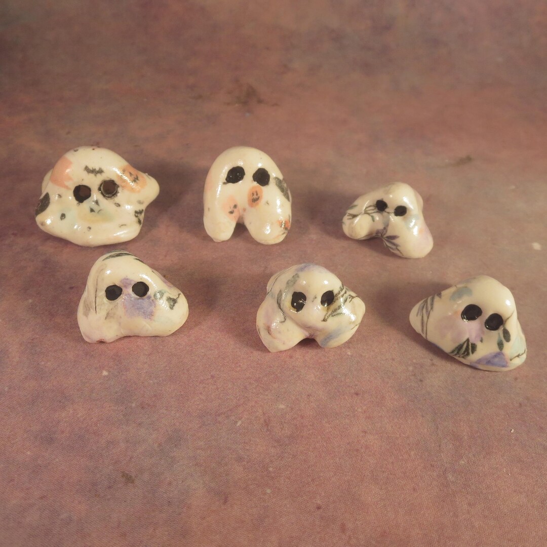 Tiny Ghosts Delicate Images Clay Hand Sculpted Handmade Halloween Decor ...