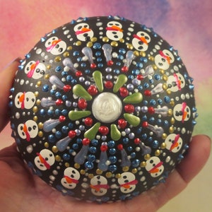 Snowman Mandala Painted Art Dotted Style Painting Original Design ...