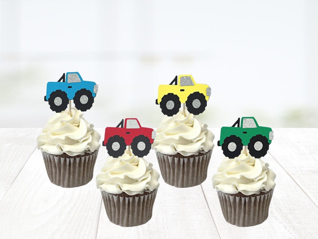 12 Monster Truck Cupcake Toppers Monster Truck Birthday Party Decor