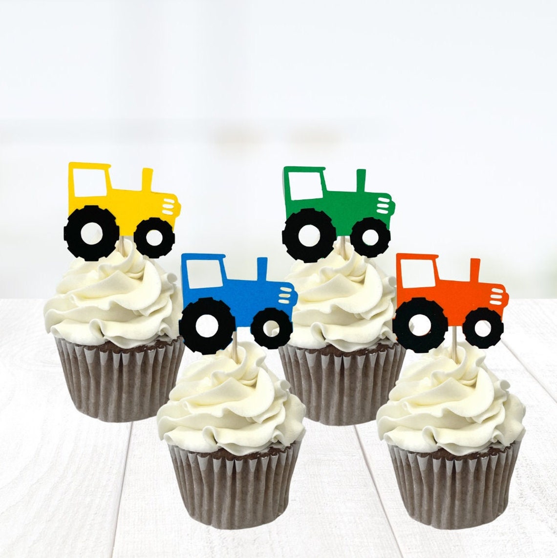 12 Tractor Cupcake Toppers/tractor Food Picks/farm Cupcake | Etsy