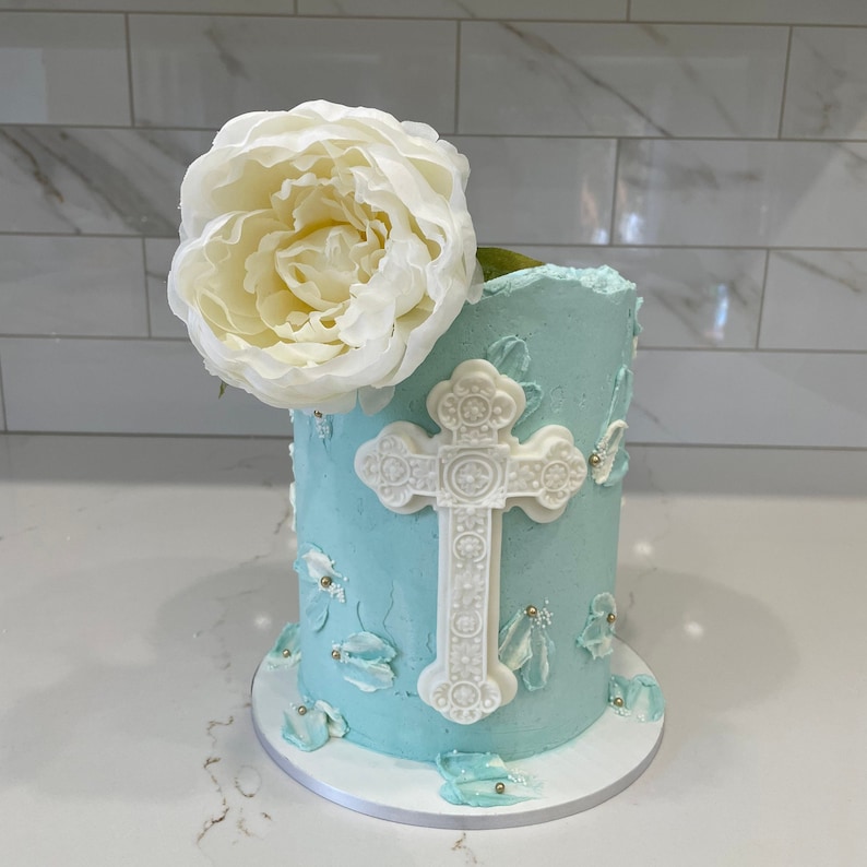 Large Cross With Fondant Baby Girl Cake Topper/baby Cake | Etsy