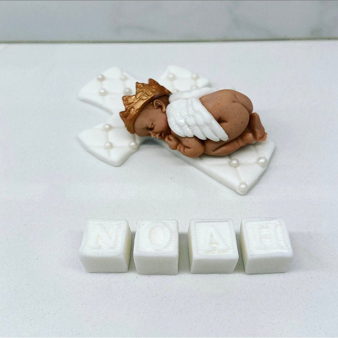 Fondant Baby Boy With Angel Wings Cake Topper/edible Figurine/baby Cake ...