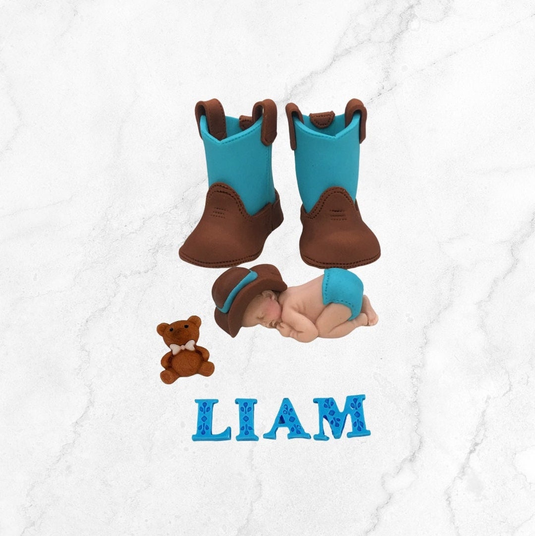 Cowboy Fondant Baby Cake Topper/baby Boy Cake Topper/baby Girl Cake ...
