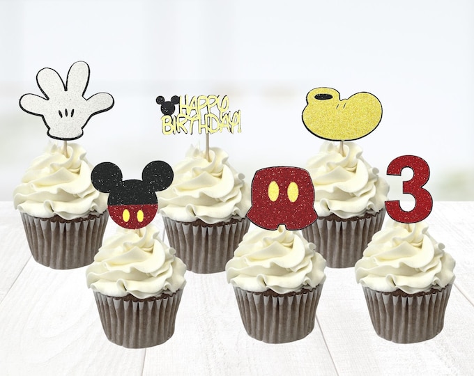 Modern Mickey Mouse Cupcake Topper, Mickey Mouse Cupcake Topper, Mickey ...