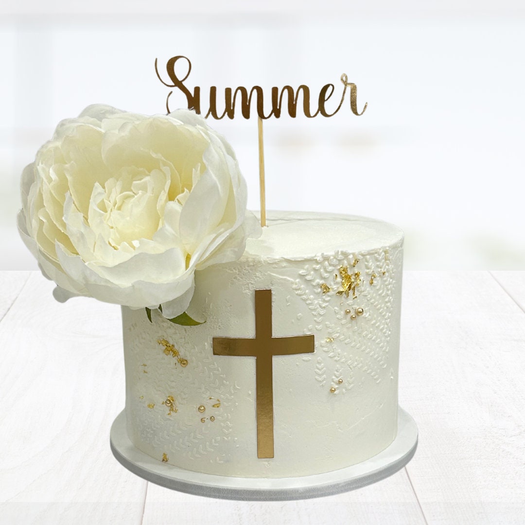 Personalized Name and Cross Cake Topper / Baptism Cake Topper / Custom ...