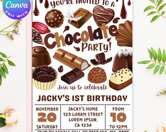 Chocolate Birthday Party Invitation - Etsy