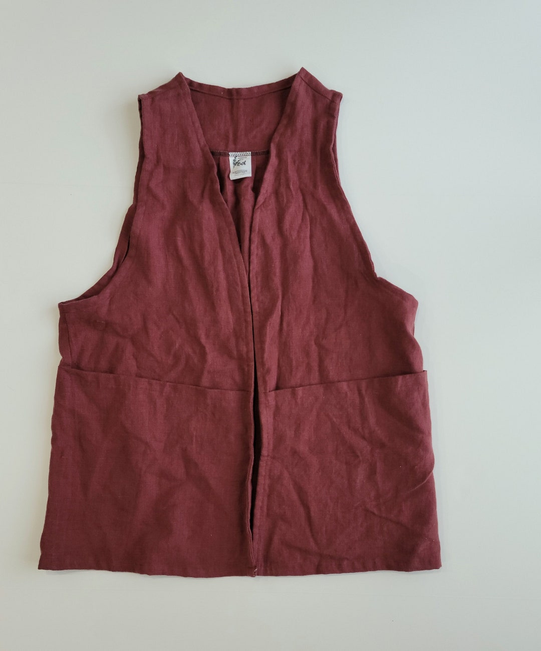 100% Linen Foraging Vest, One Size Sleeveless Linen Cardigan, Harvest ...