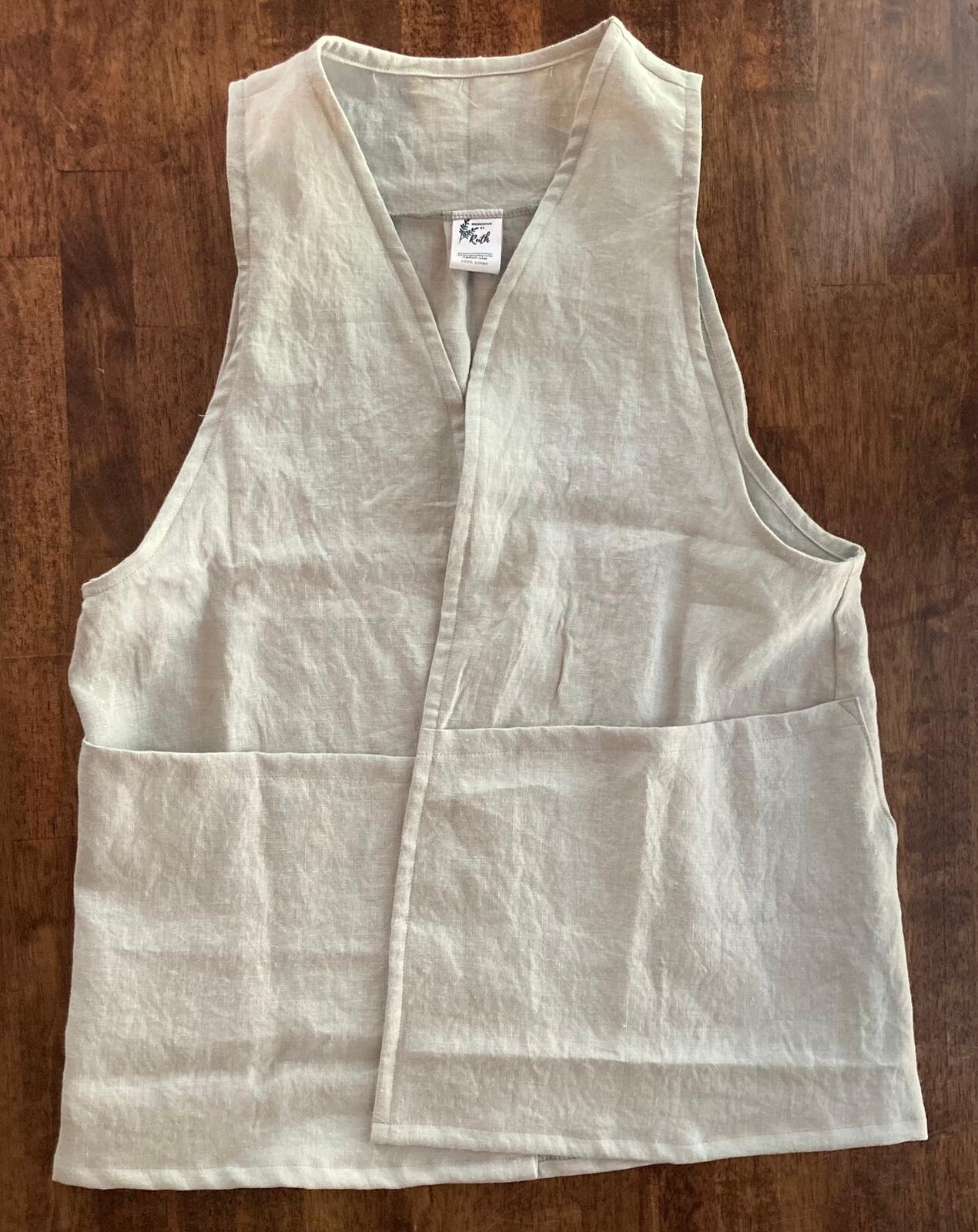 100% Linen Foraging Vest, One Size Sleeveless Linen Cardigan, Harvest ...
