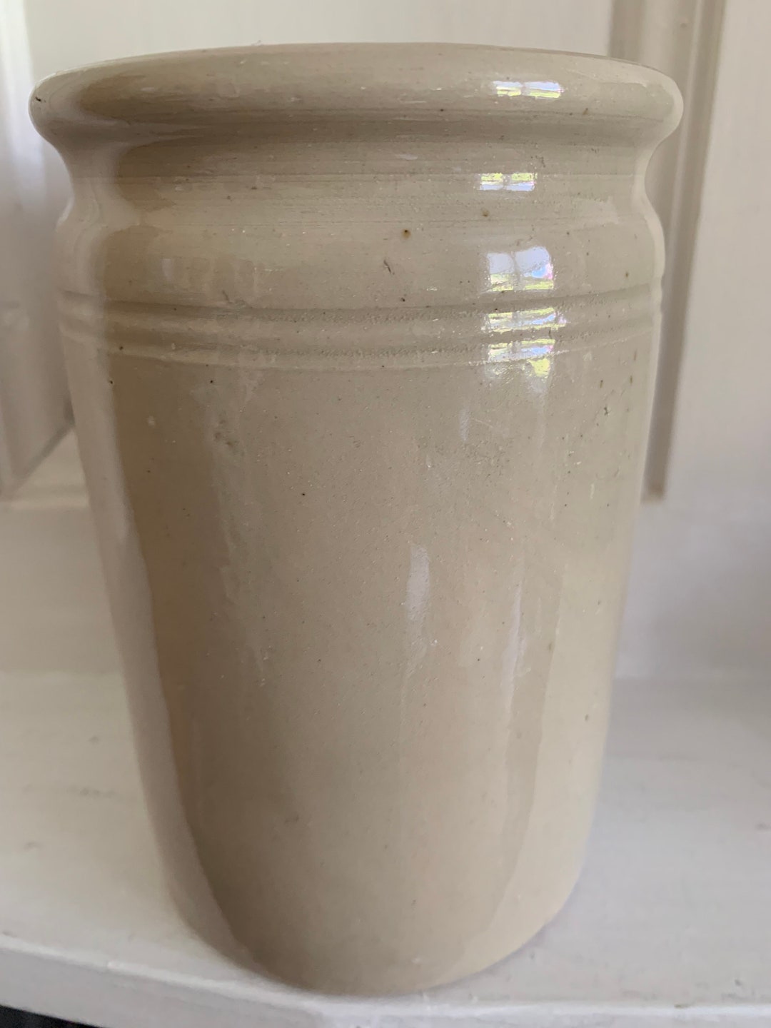 Antique Stoneware Jar Utensil Jar Posy Vase Cottage Style - Etsy