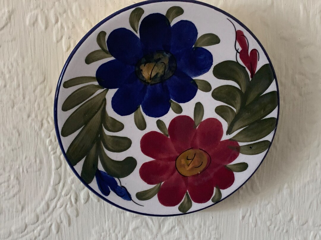 Vintage Ceramic Floral Wall Plate Hanging Wall Plate Handcrafted ...