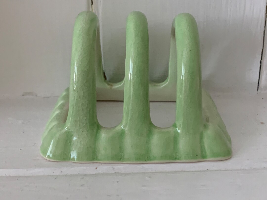 Vintage Toast Rack Small Celadon Green Ceramic Toast Rack for One ...