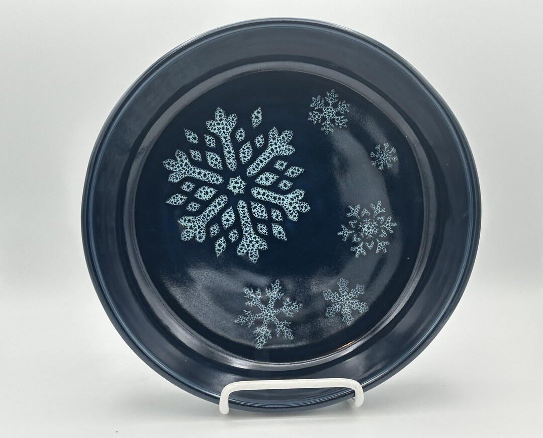 Snowflake Ceramic Platter | Snowflake Design Pottery Bowl - Etsy