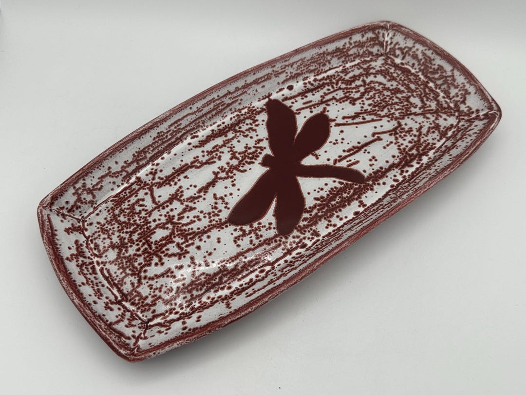 Handmade Dragonfly Stoneware Tray: Ceramic Pottery Platter - Etsy