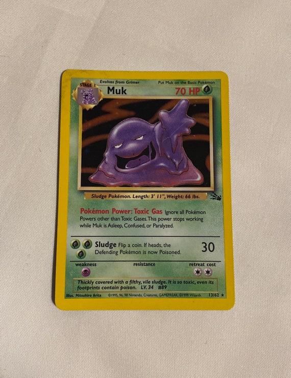 Muk Pokemon Fossil 13/62 Rare Authentic Holographic | Etsy