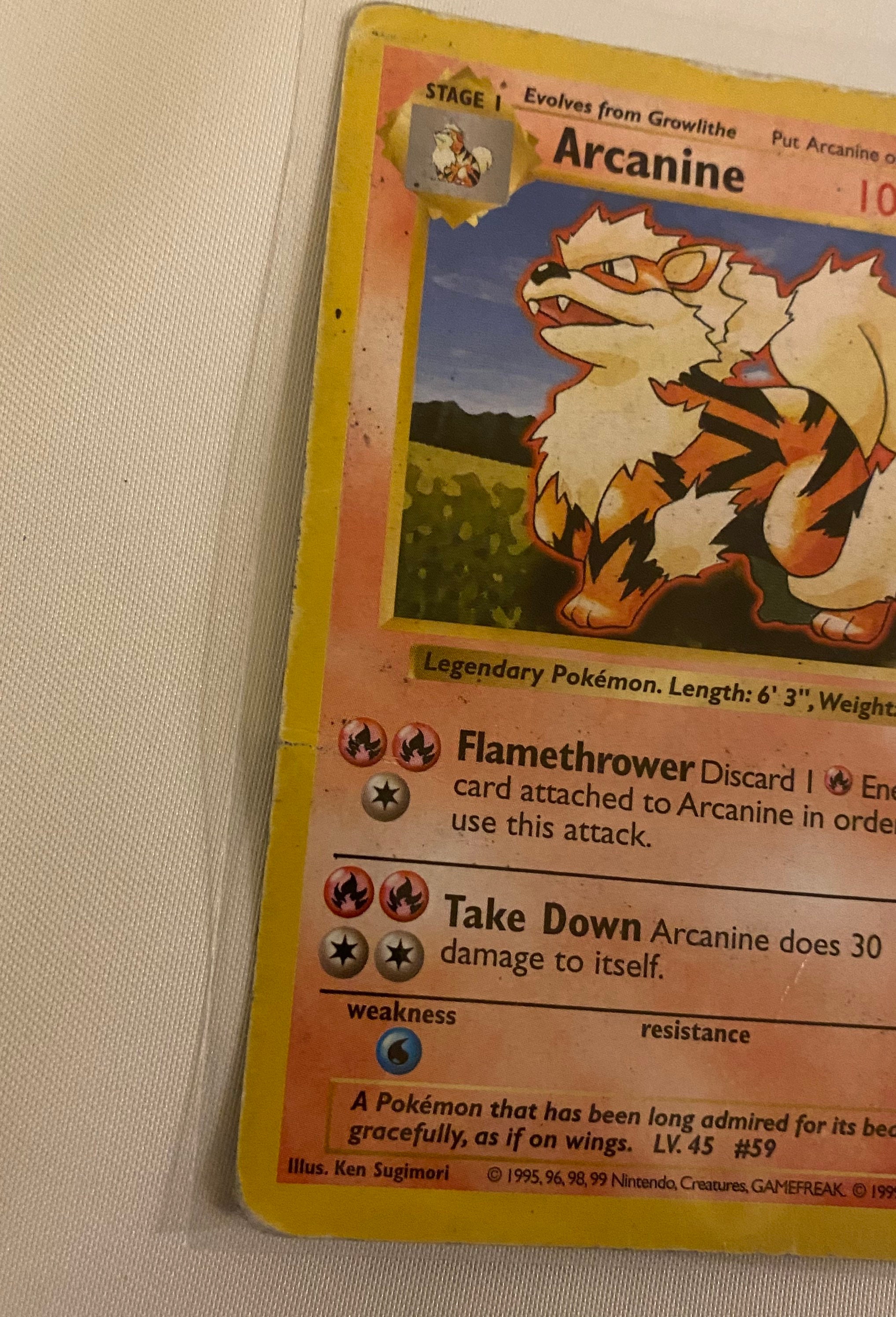 Arcanine Pokemon Shadowless Base Set 23/102 Authentic | Etsy