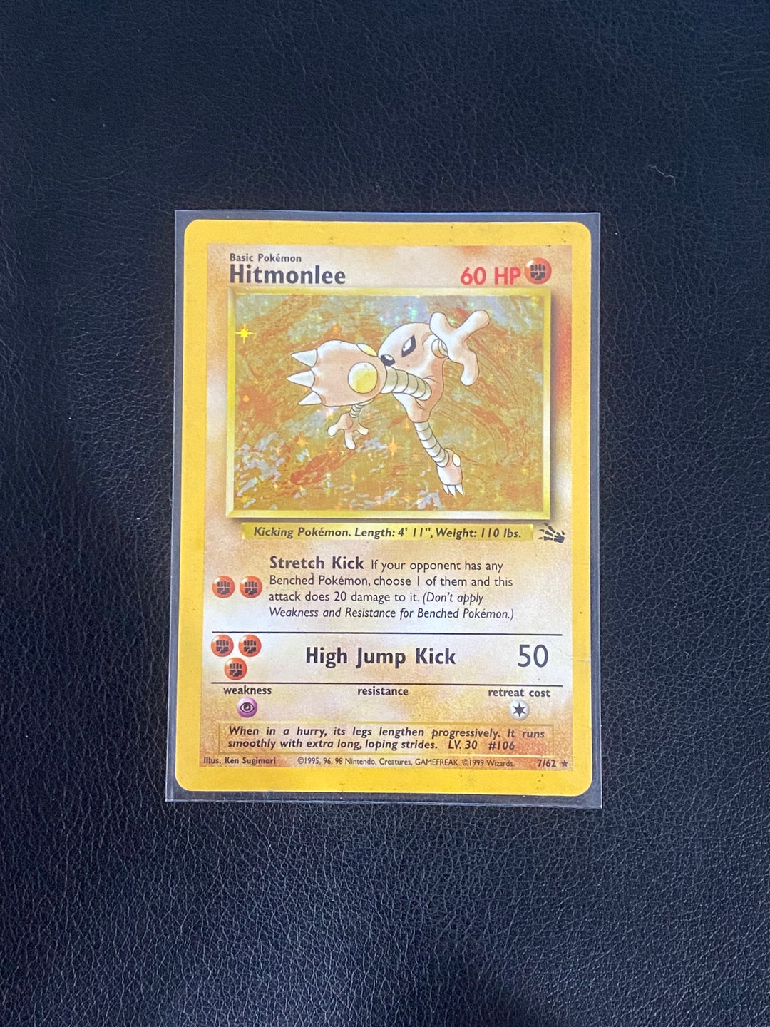 Hitmonlee Pokémon Fossil 7/62 Authentic Vintage Holographic Rare ...