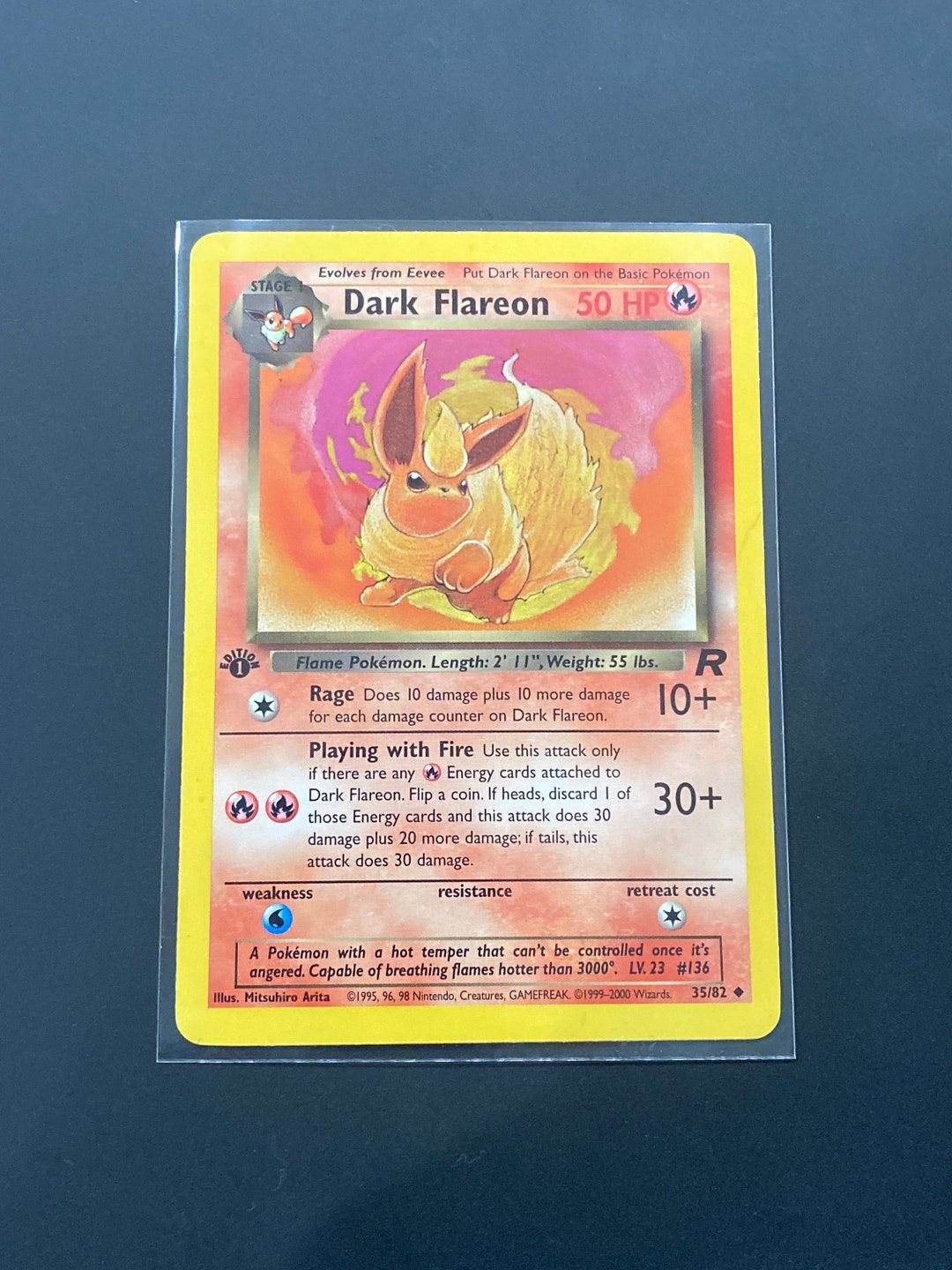 Dark Flareon First Edition Pokémon Team Rocket 35/82 Authentic Vintage ...