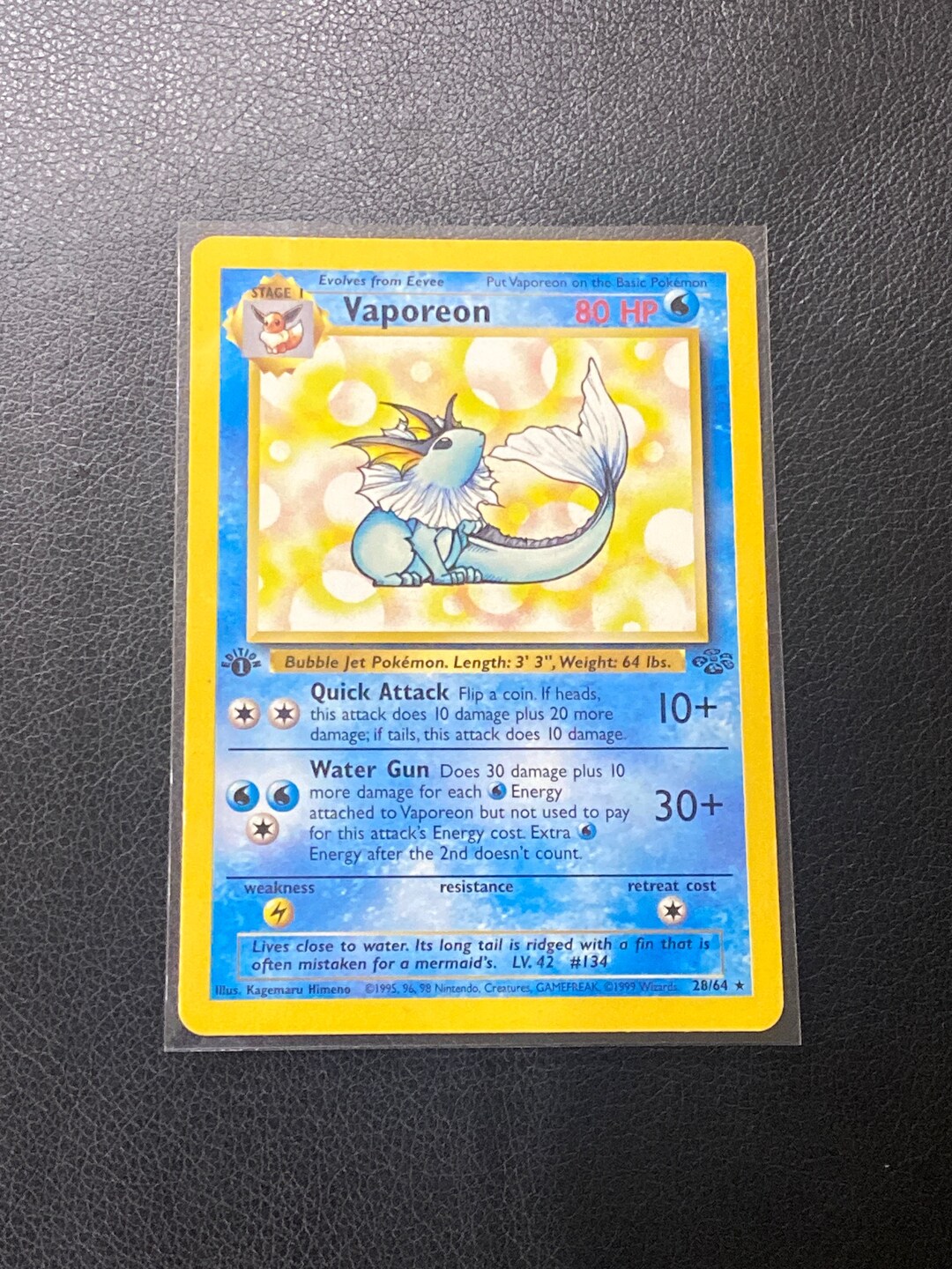Vaporeon First Edition - Pokémon - Jungle 28/64 - Rare Authentic ...