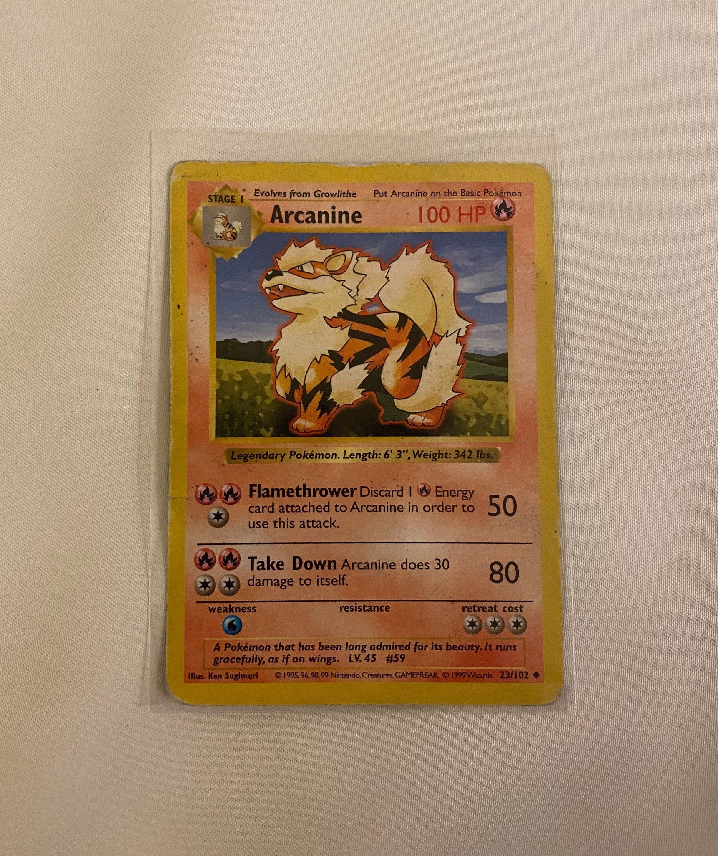 Arcanine Pokemon Shadowless Base Set 23/102 Authentic | Etsy