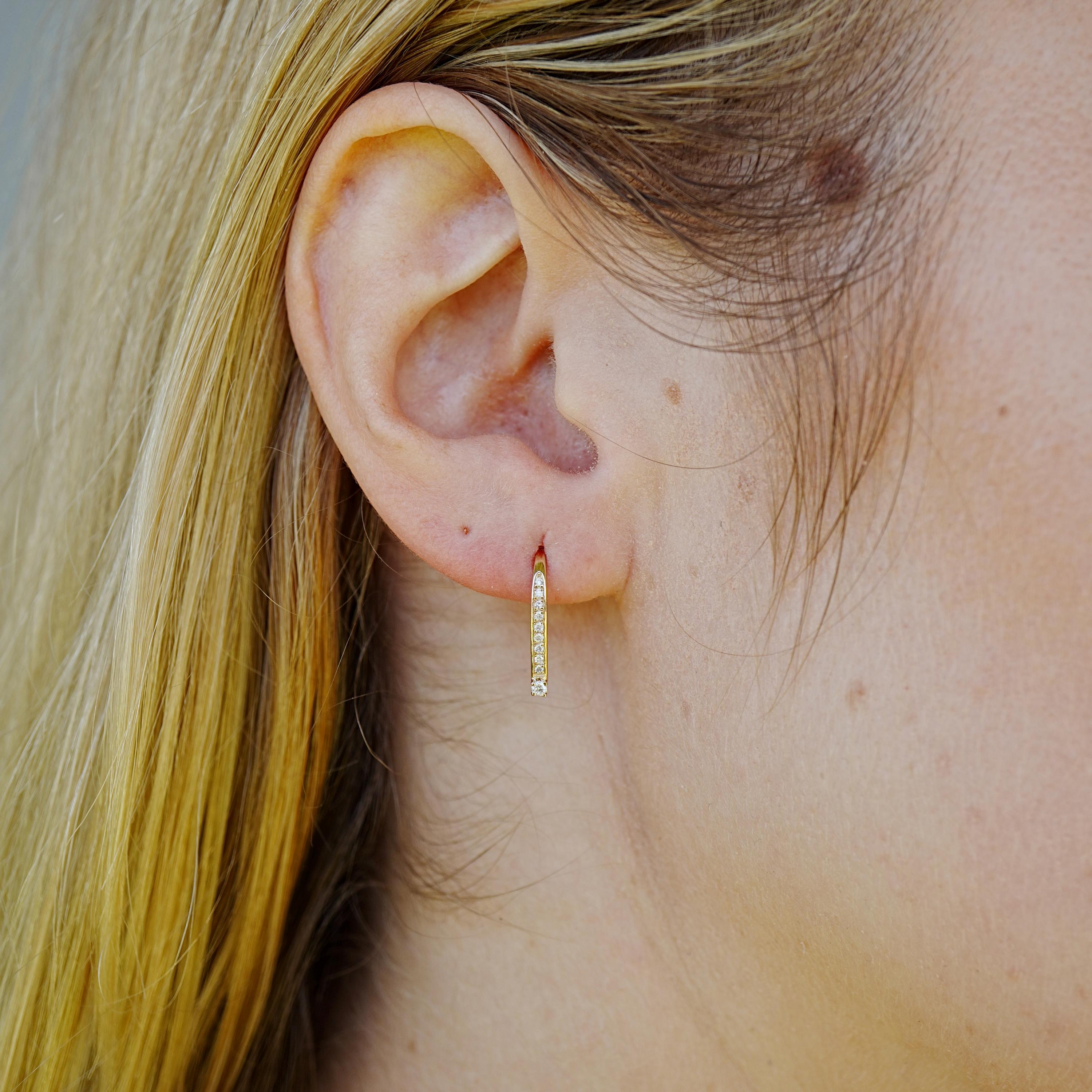 Paradise 14K Real Gold Natural Diamond Hook Earrings | Convertible Loop ...