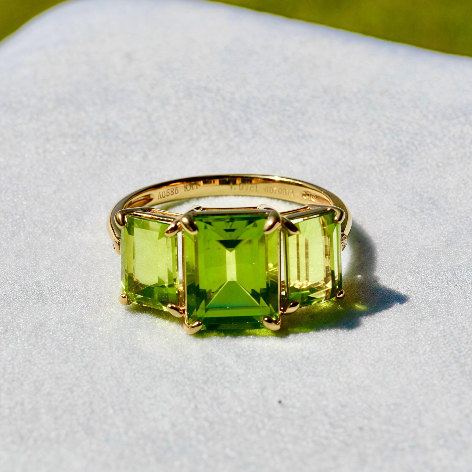 Olive Green Peridot Diamond Ring, 14K Solid Gold August Birthstone ...