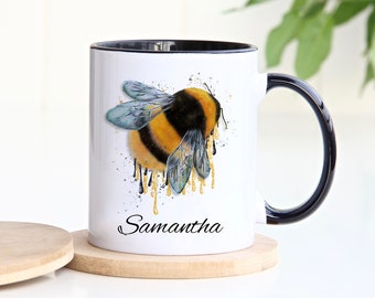Bumble Bee Mug, Tan Bee Mug, Handmade Ceramic Mug, Boho Kitchen Mug ...