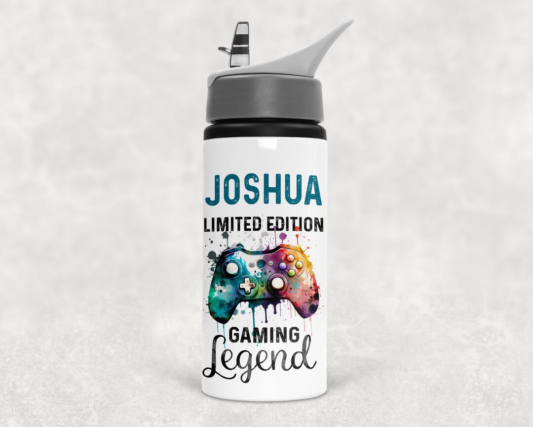 Gamer Controller Colour Splat Water Bottle Personalised - Etsy